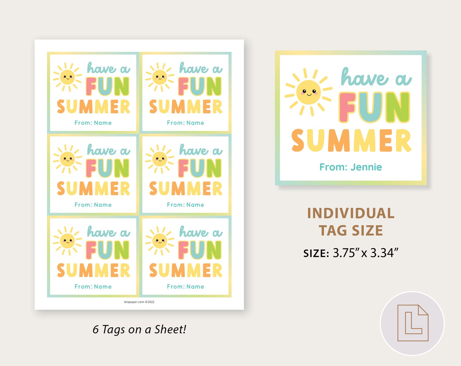 Editable End of School Year Tags Class Summer Gift Tags Printable ...