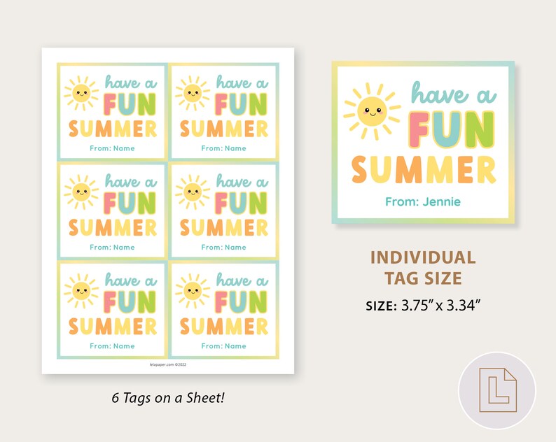 Editable End of School Year Tags Class Summer Gift Tags Printable ...