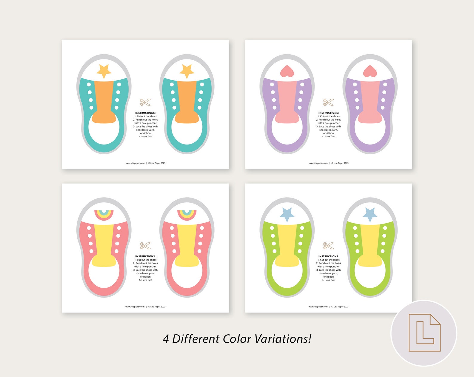 Shoe Lacing Cards Printable, Shoe Tying Practice Activity, Learning to ...