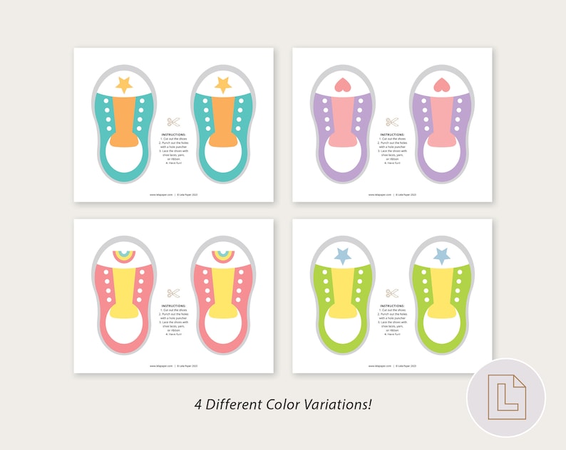 Shoe Lacing Cards Printable, Shoe Tying Practice Activity, Learning to ...
