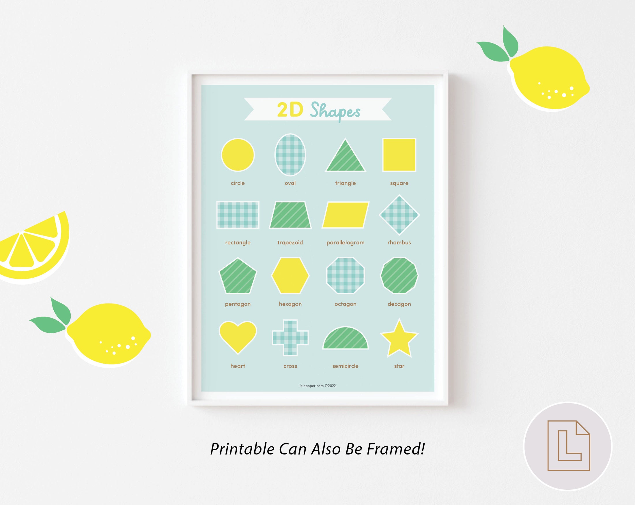 2D Shapes Print Learning Binder Lemonade Activity Busy - Etsy