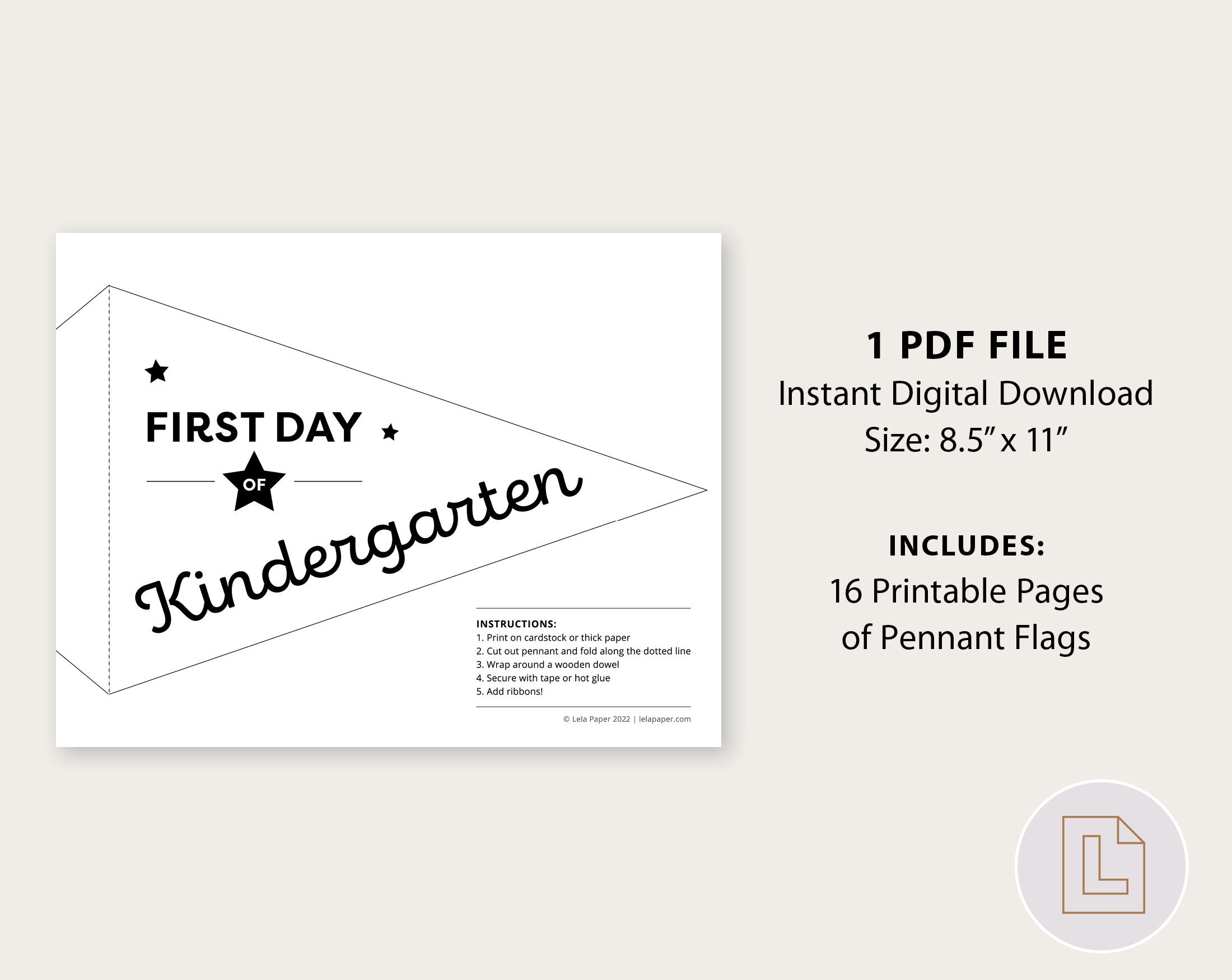 First Day of School Pennant Flags Printable Sign | Prek Preschool ...