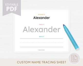 Name Tracing Worksheet Customized Name Writing Worksheet - Etsy