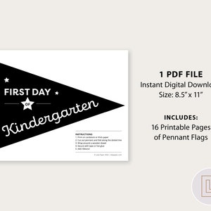First Day of School Pennant Flags Printable Sign | Prek Preschool ...