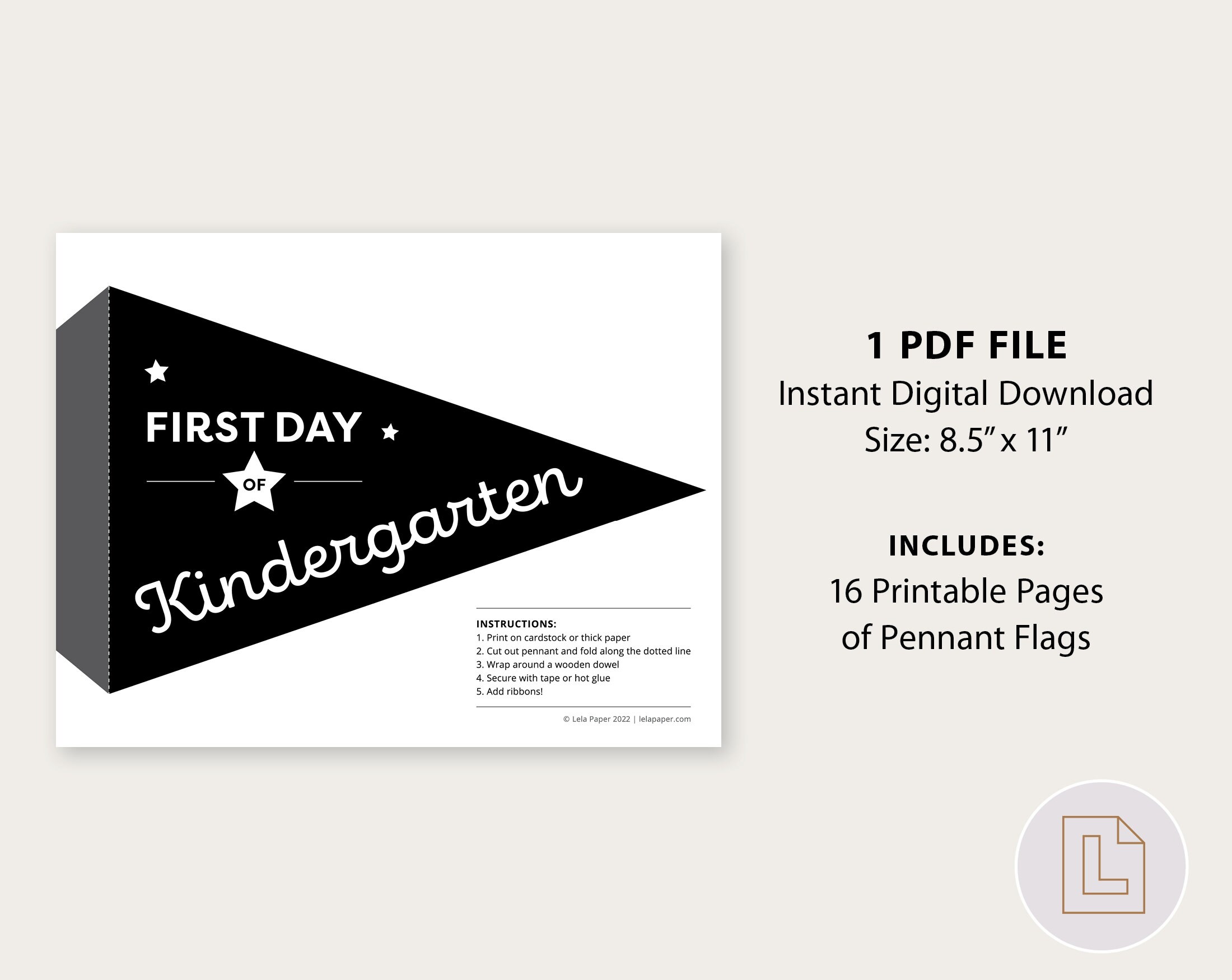 First Day of School Pennant Flags Printable Sign | Prek Preschool ...
