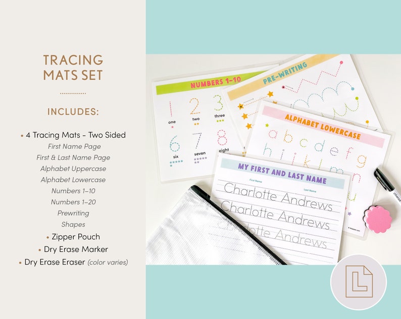 Tracing Mats Set, Personalized Custom Name Mats, Writing Prewriting ...