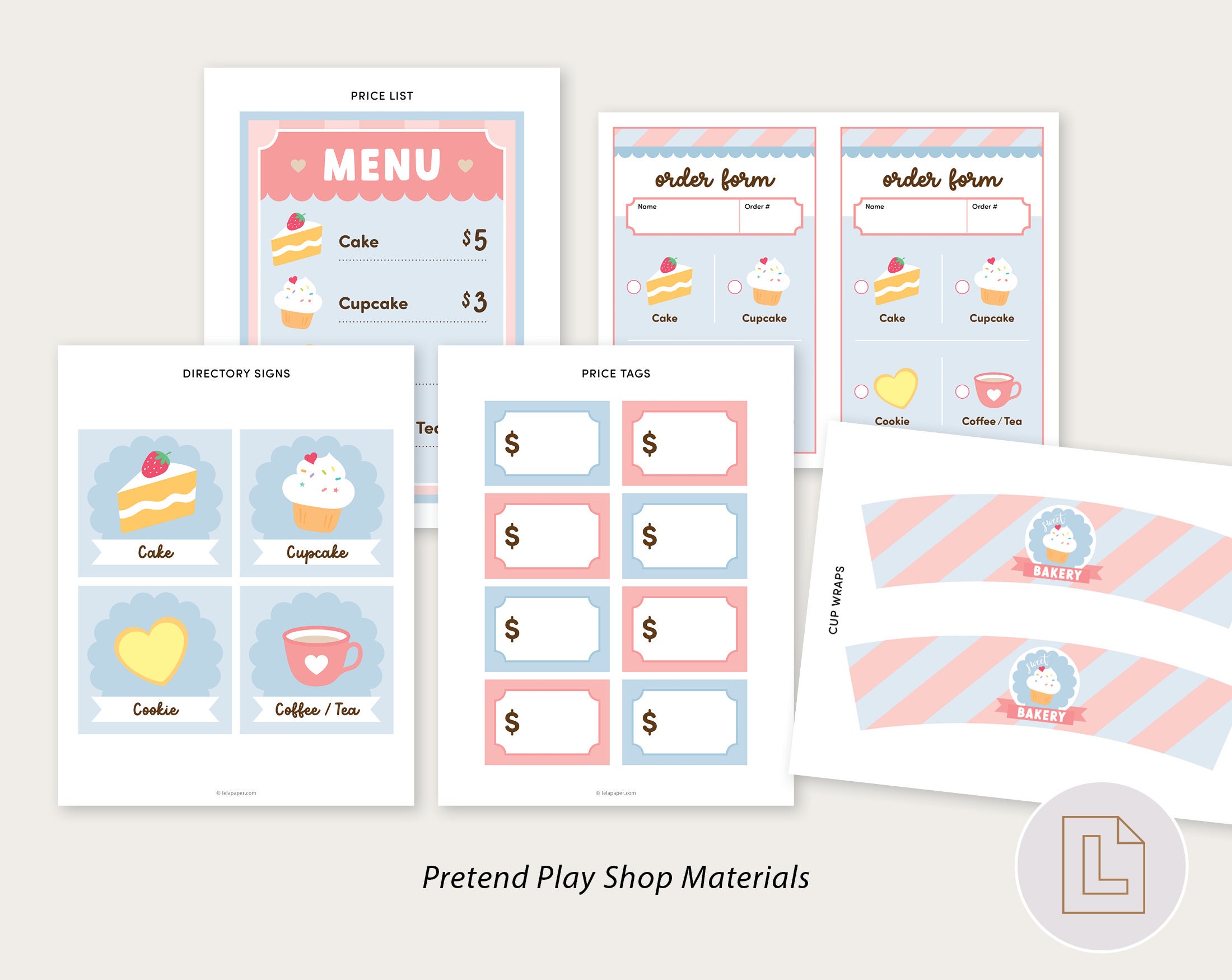 Sweet Bakery Dramatic Play Printable Baker Pretend Play Cupcake Dessert ...