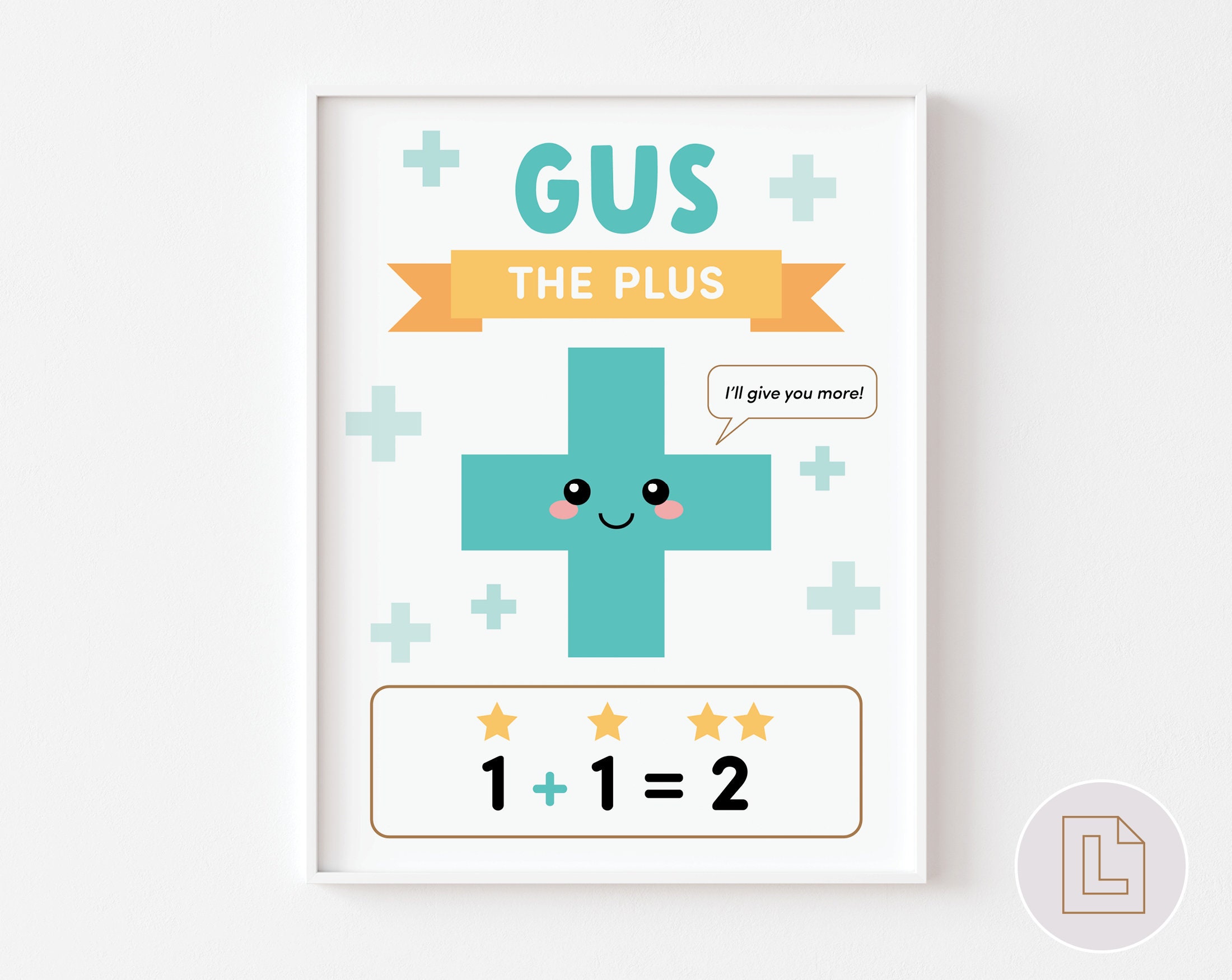 Gus the Plus Linus the Minus Wall Art Poster Printable | Kids ...