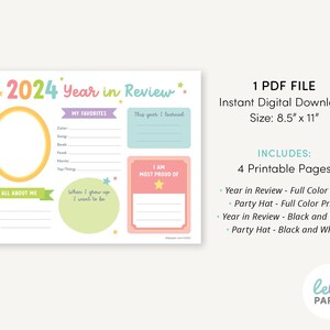 New Years Eve Time Capsule for Kids | 2024 Year in Review Printable ...