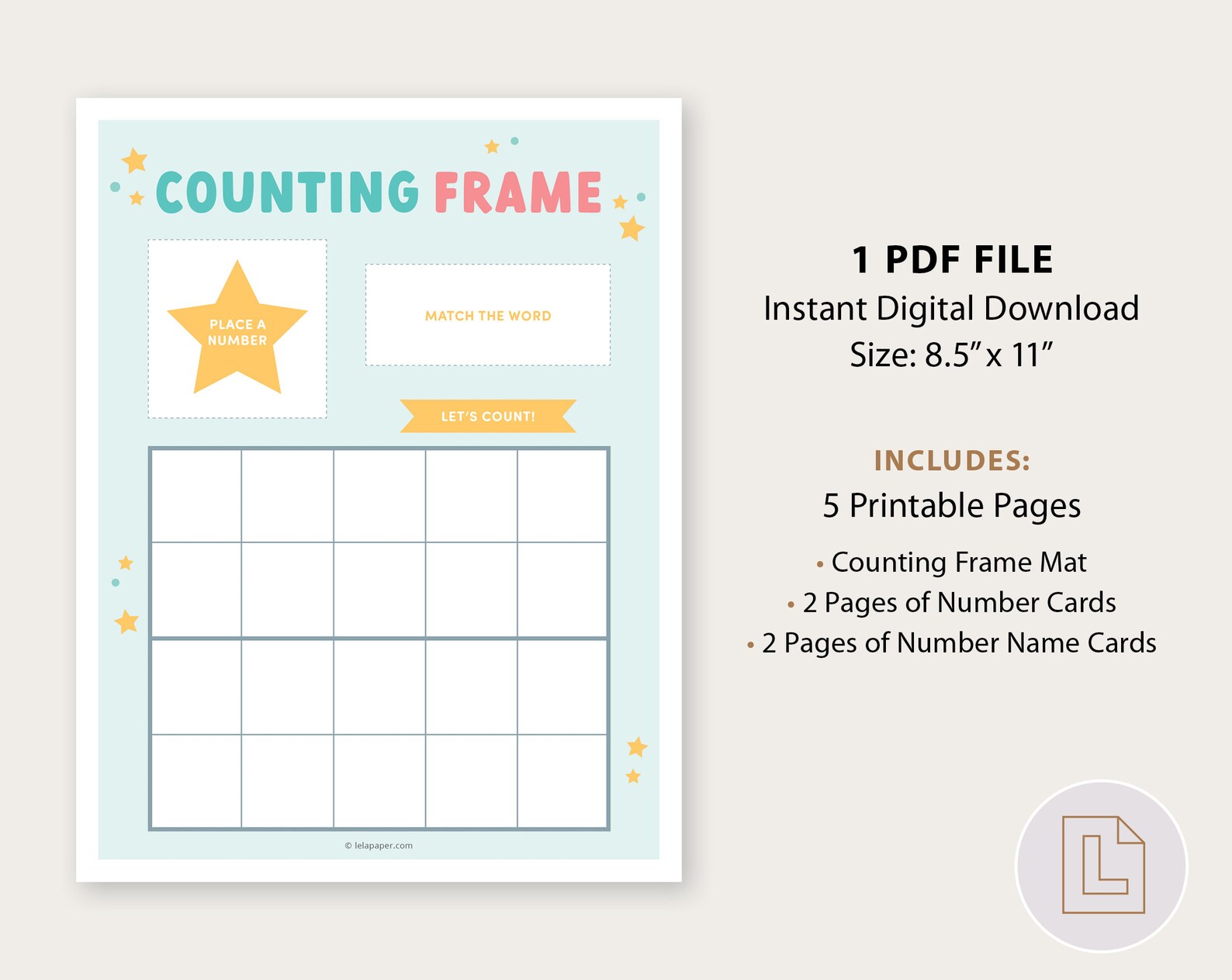 Kids Counting Number Frame Mat Printable | Ten Twenty Frame Board ...