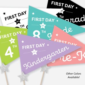 First Day of School Pennant Flags Printable Sign | Prek Preschool ...