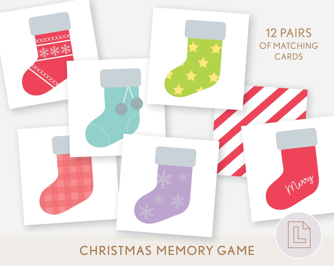 Christmas Stocking Memory Matching Game | Kids Holiday Activity ...