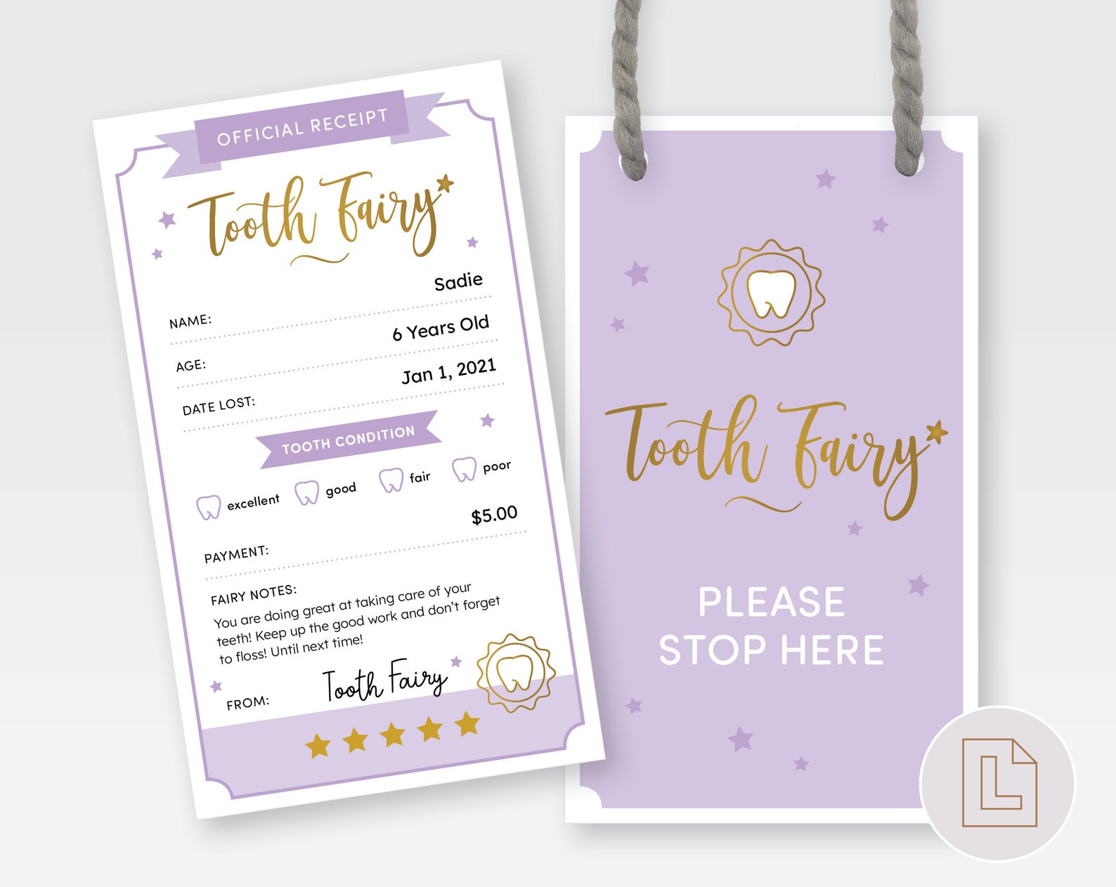 Tooth Fairy Receipt Editable Printable First Lost Tooth - Etsy