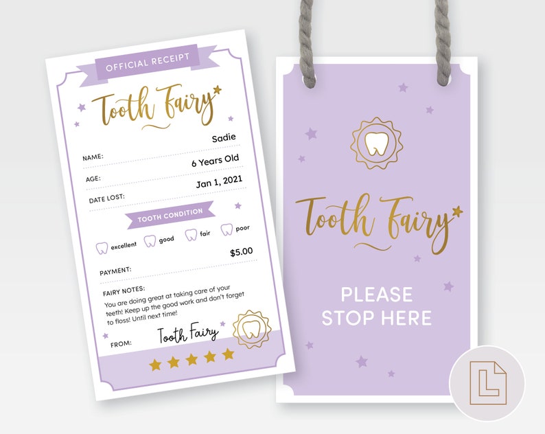 Tooth Fairy Receipt Editable Printable First Lost Tooth - Etsy
