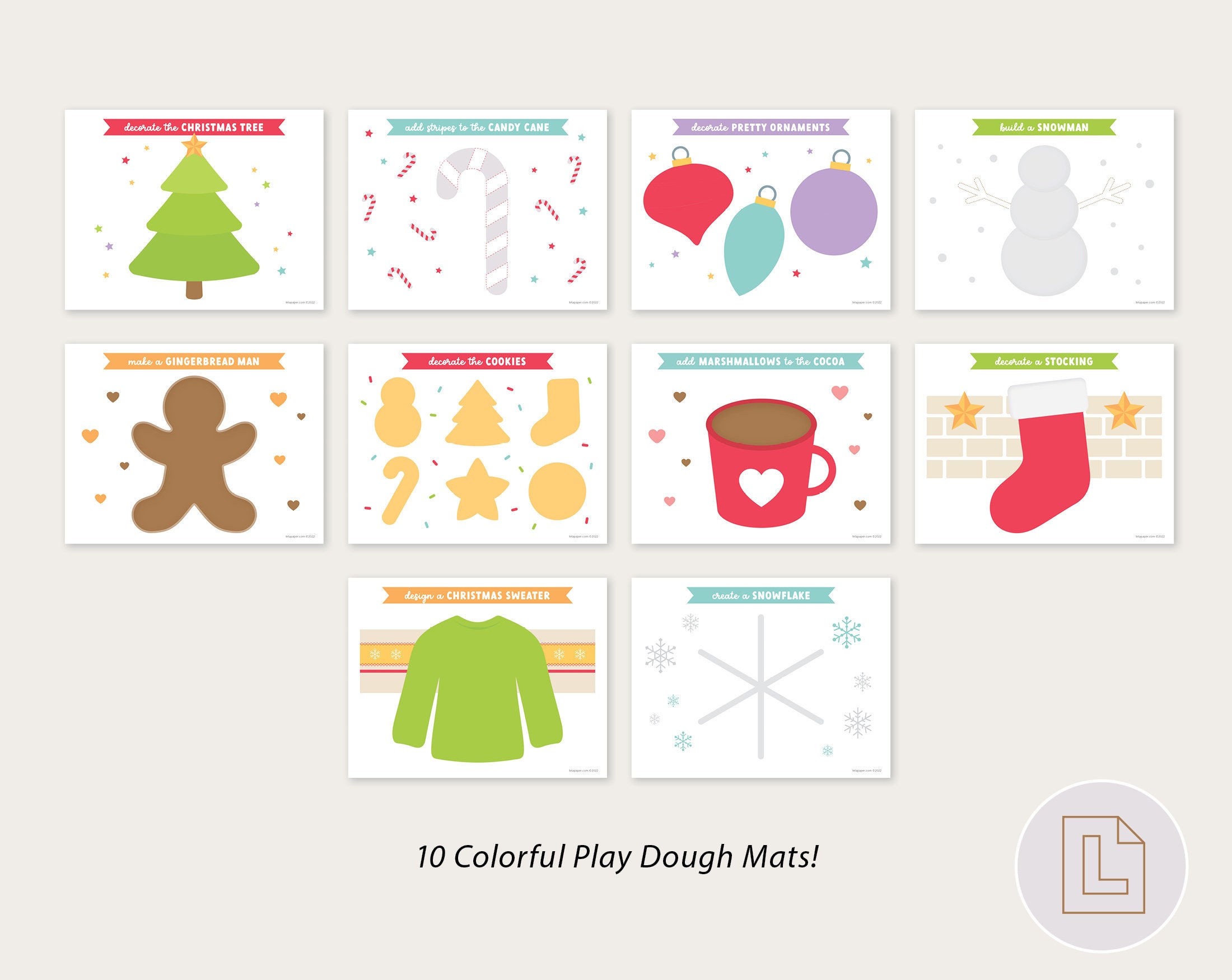 Christmas Holiday Winter Play Dough Mats Printable | Playdough Activity ...