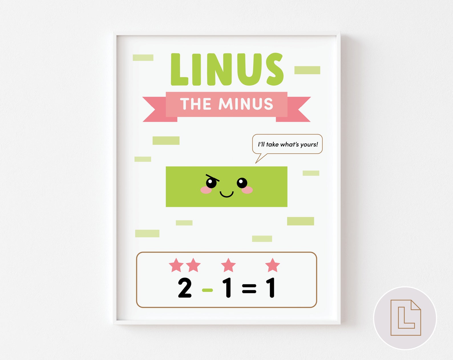 Gus the Plus Linus the Minus Wall Art Poster Printable | Kids ...