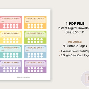 Kids Rewards Card Printable | Punch Card Reward System | Responsibility ...