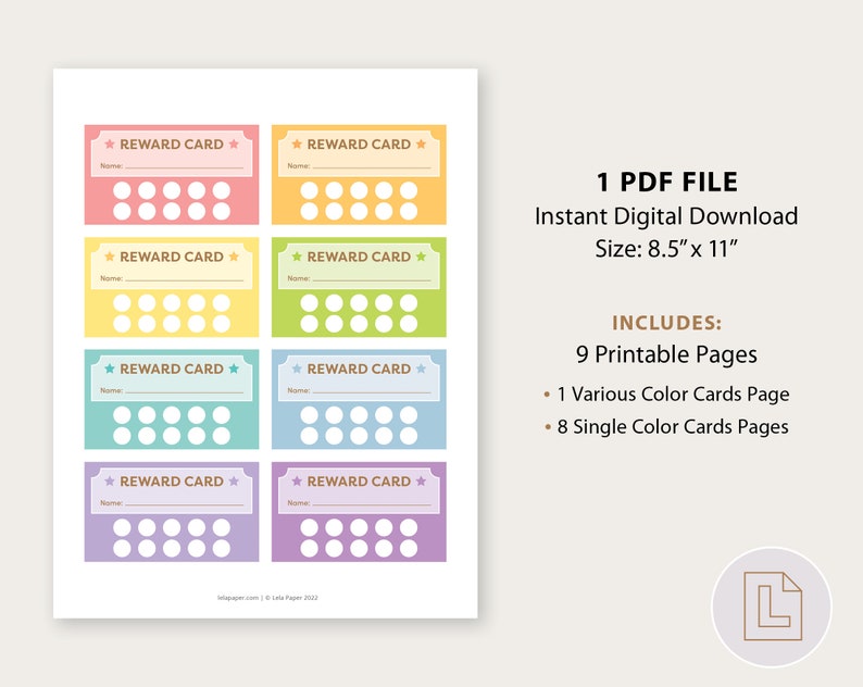 Kids Rewards Card Printable Punch Card Reward System Responsibility ...