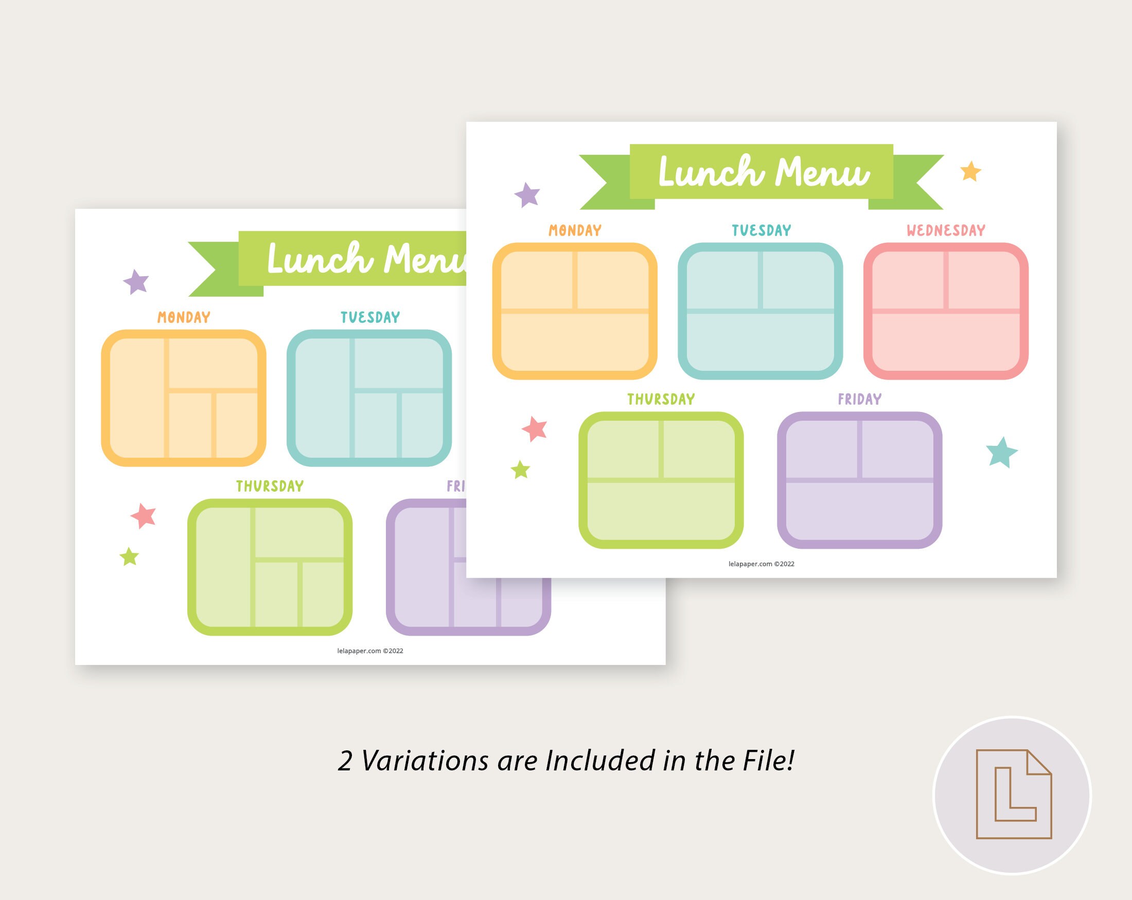 Kids Lunch Weekly Menu Planner Chart Menu Planning Printable School ...