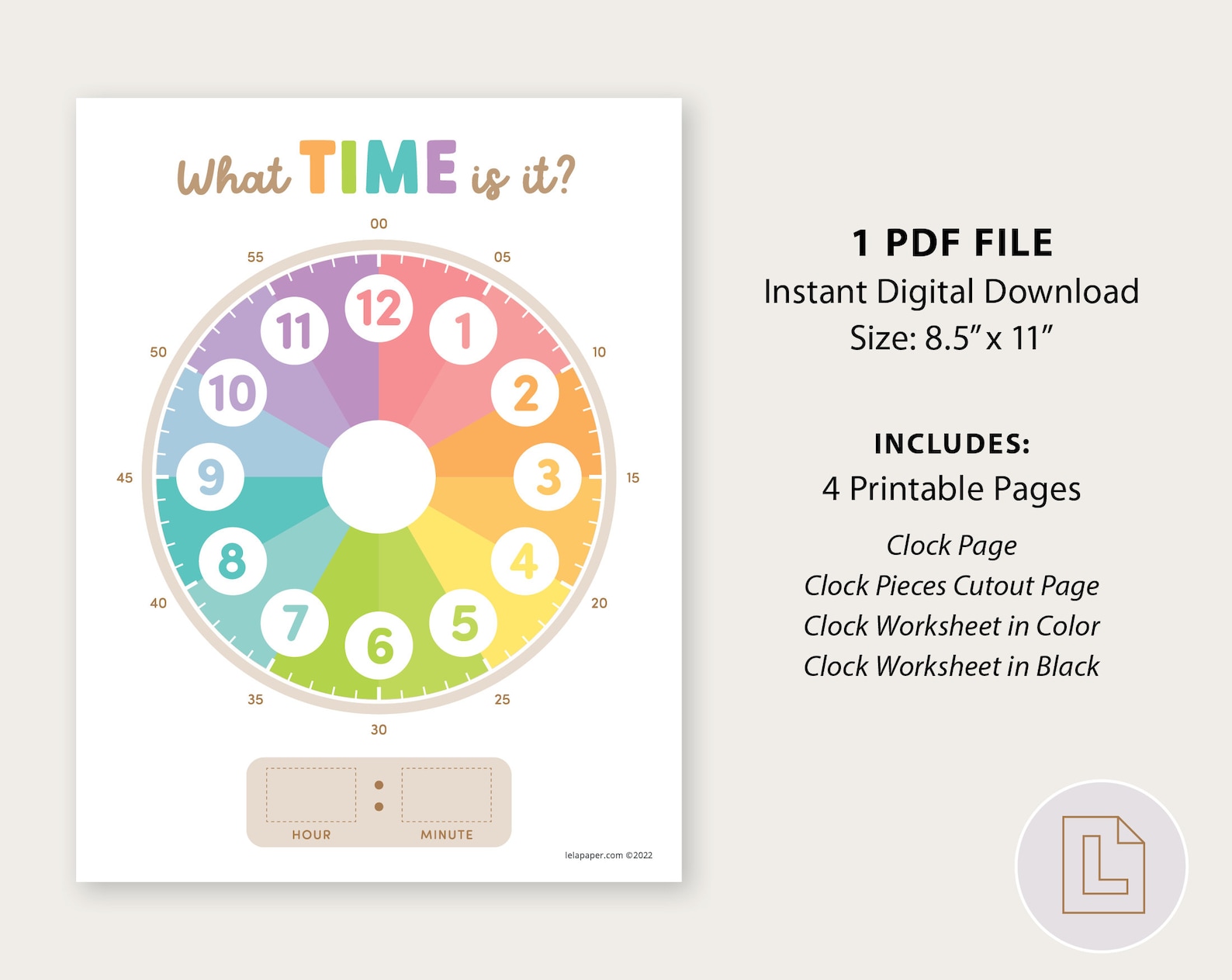 Learn to Tell Time Clock Activity | Telling Time Printable | What Time ...
