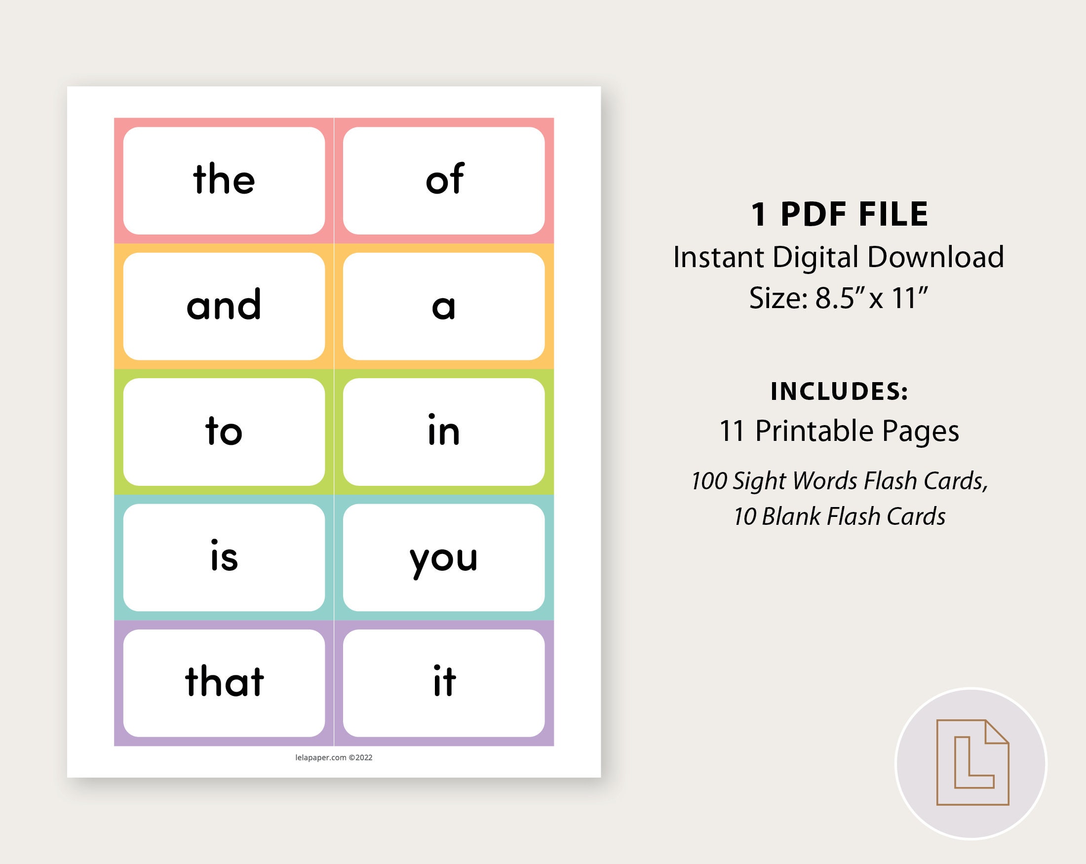 Fry's First 100 Sight Words Flashcards | High Frequency Words Cards ...