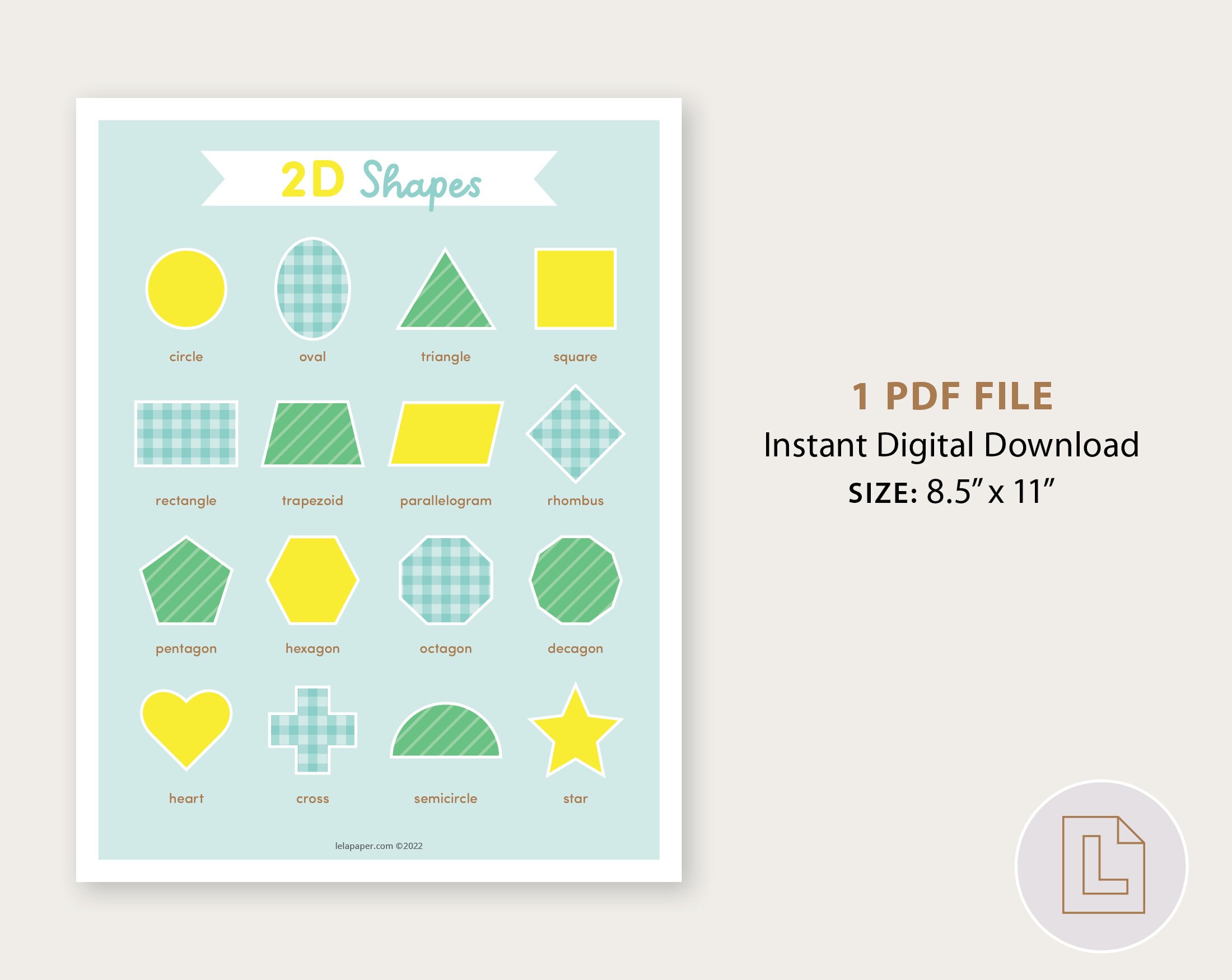 2D Shapes Print Learning Binder Lemonade Activity Busy - Etsy