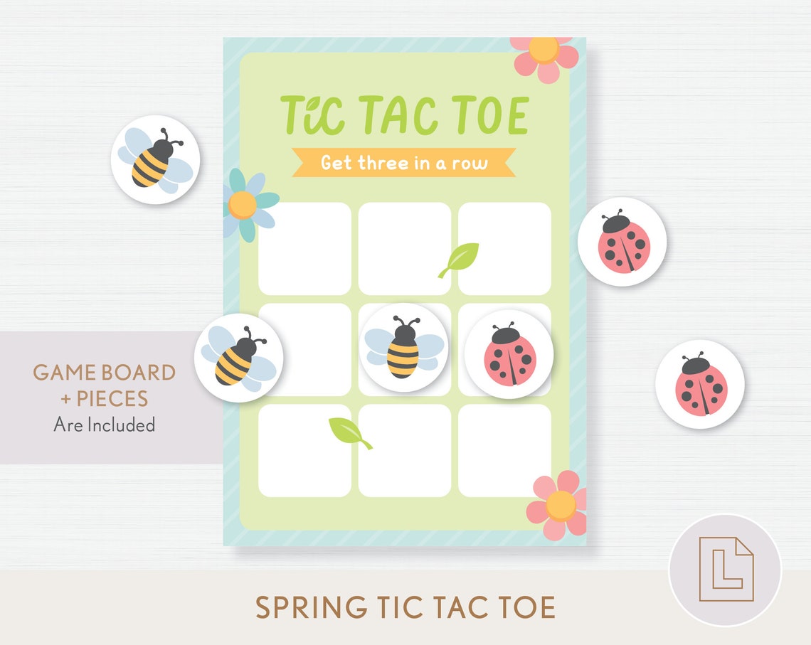Spring Tic Tac Toe Game Printable Fun Spring Activity for Kids Bees ...