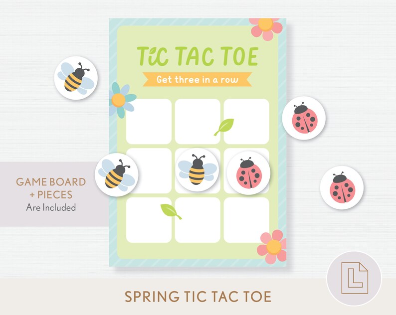 Spring Tic Tac Toe Game Printable Fun Spring Activity for Kids Bees ...