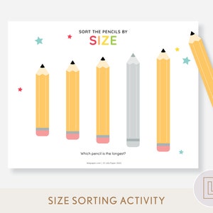 Pencil Size Sorting Activity Printable Comparing Size Busy - Etsy