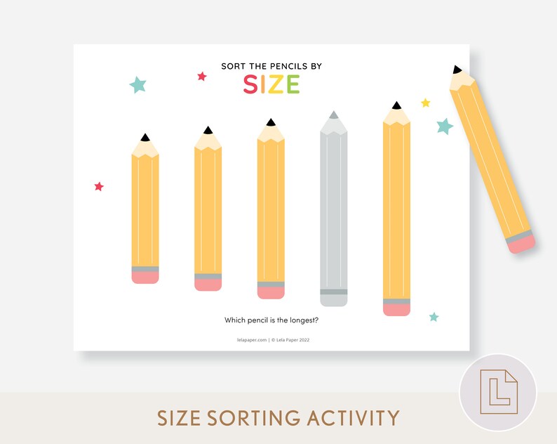 Pencil Size Sorting Activity Printable Comparing Size Busy - Etsy