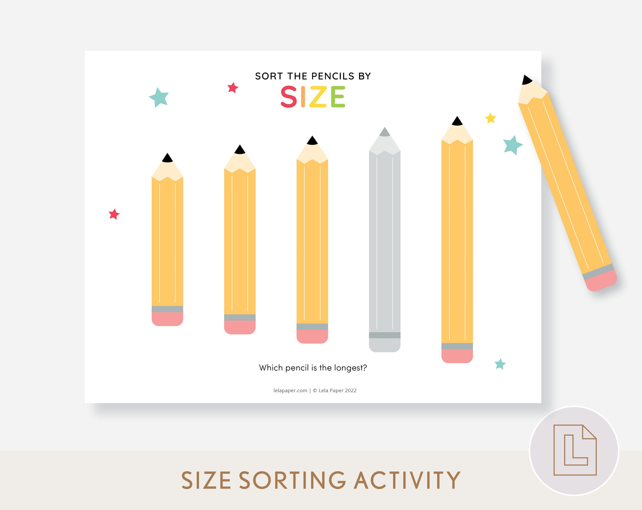 Pencil Size Sorting Activity Printable | Comparing Size Busy Book Page ...