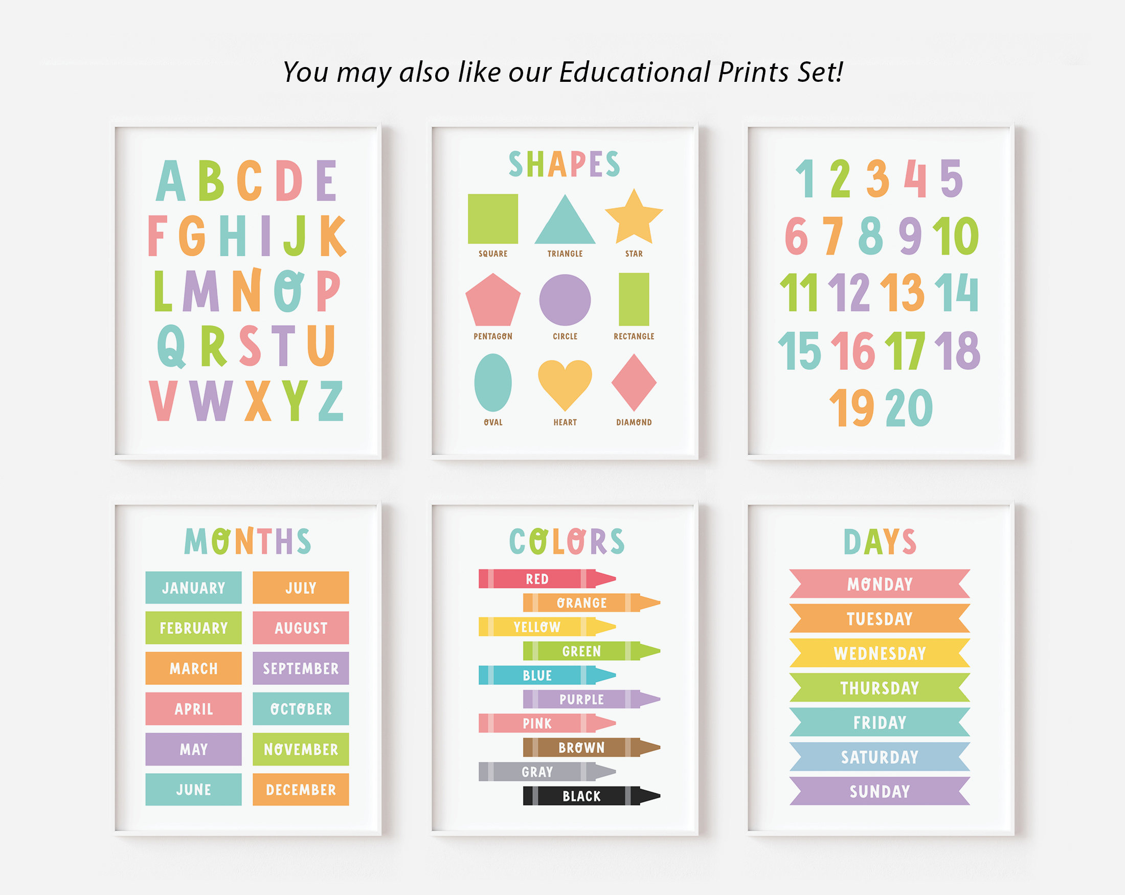 Months of the Year Wall Art Printable | Educational Poster | Rainbow ...
