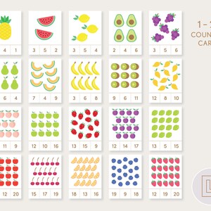 Fruit Count and Clip Cards | Counting 1-20 Number Flashcards ...