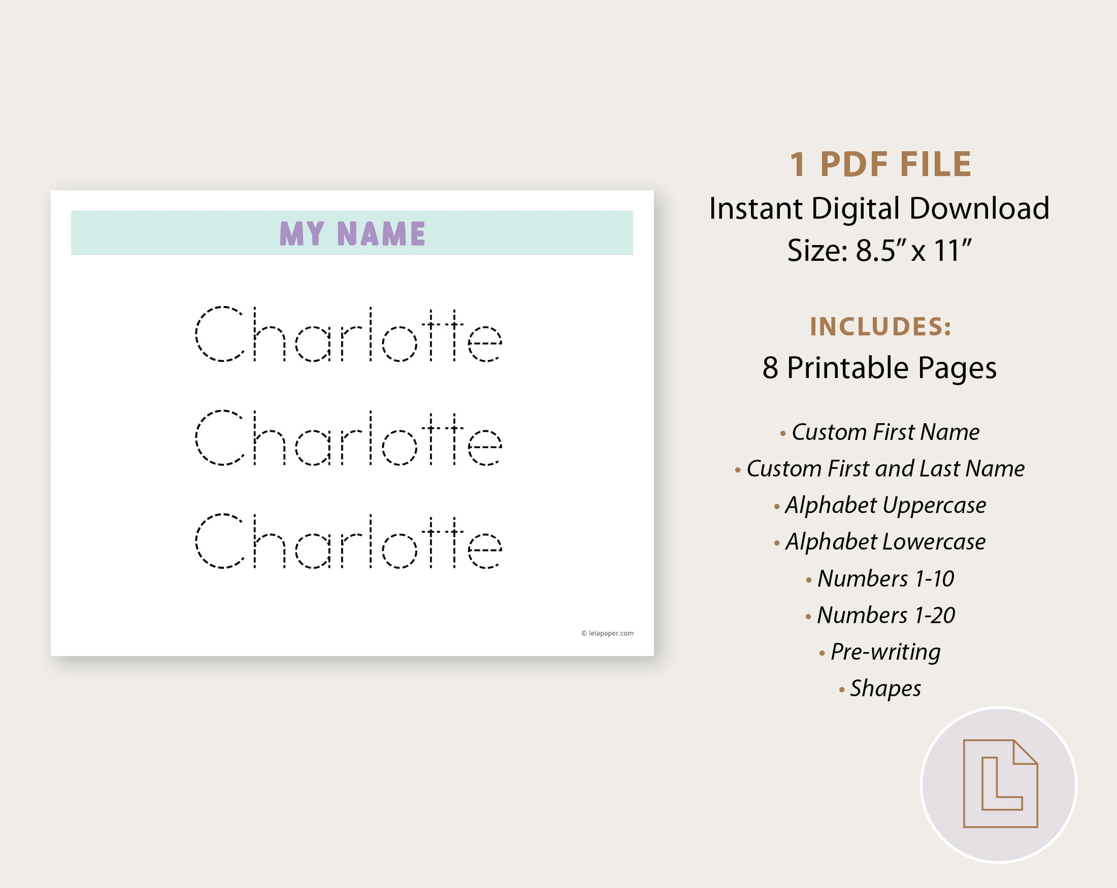 Personalized Custom Name Tracing | Prewriting Practice Mats Printable ...
