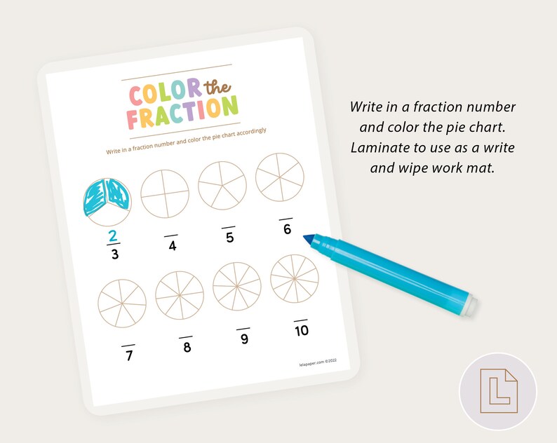 Learning Fractions Matching Activity Printable Fractions Pie Chart ...