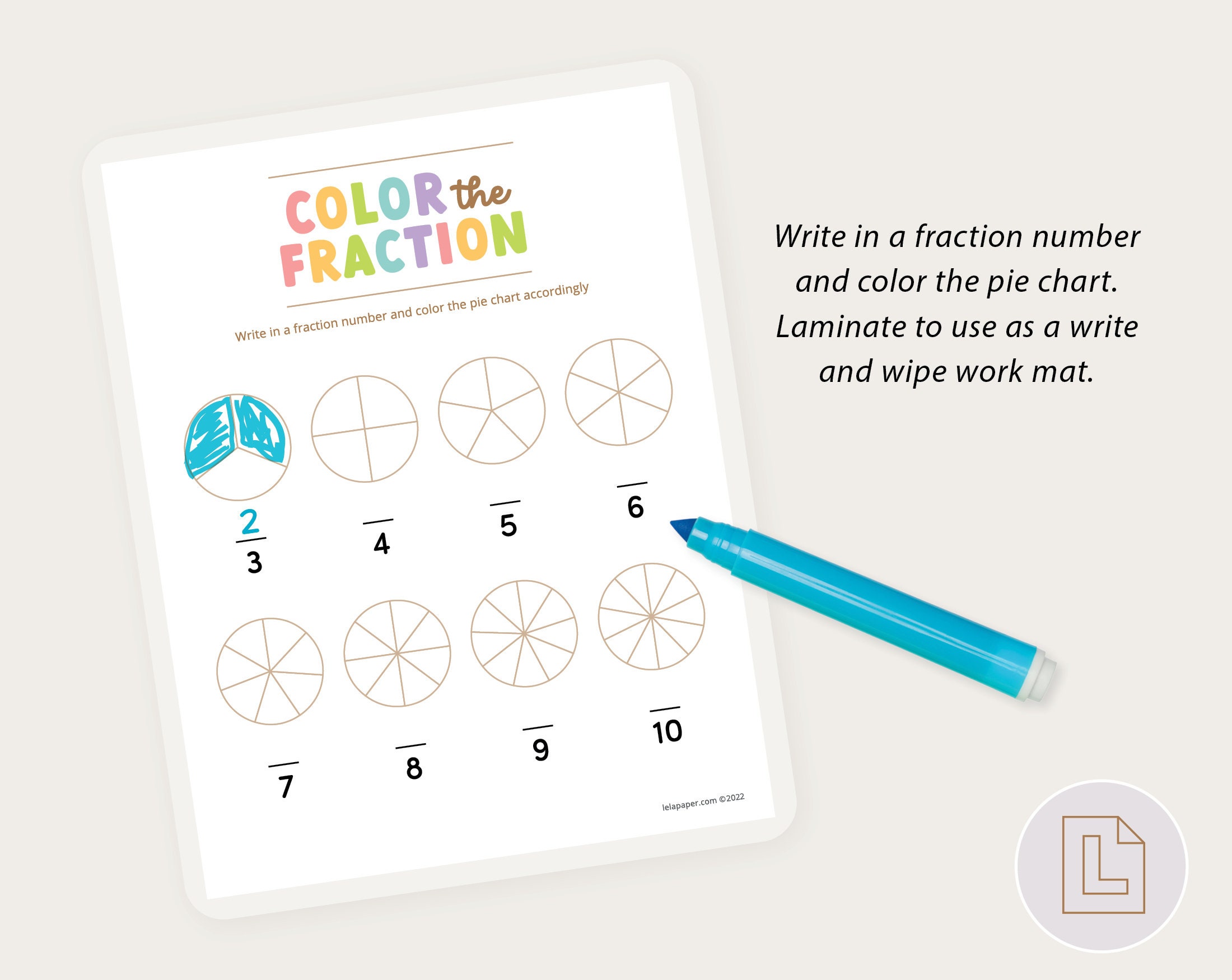 Learning Fractions Matching Activity Printable Fractions Pie Chart ...