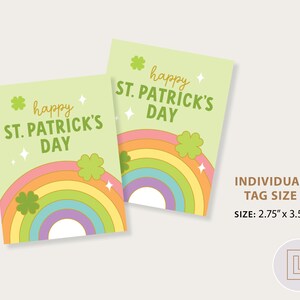 St. Patrick's Day Kids Gift Tags | Classroom School Rainbow Shamrock ...