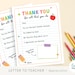 Teacher Appreciation Week Printable Gift, Teacher Thank You Letter for ...