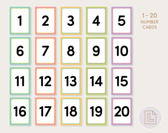 Printable Number Cards 1 20 Printable Numbers (1 20) Flash Cards For