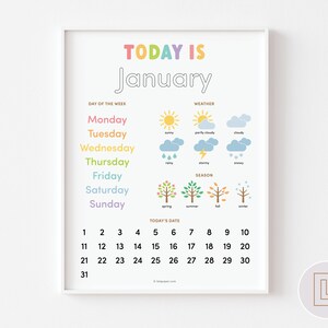 Kids Daily Calendar | Circle Time Traceable Calendar Printable | Today ...