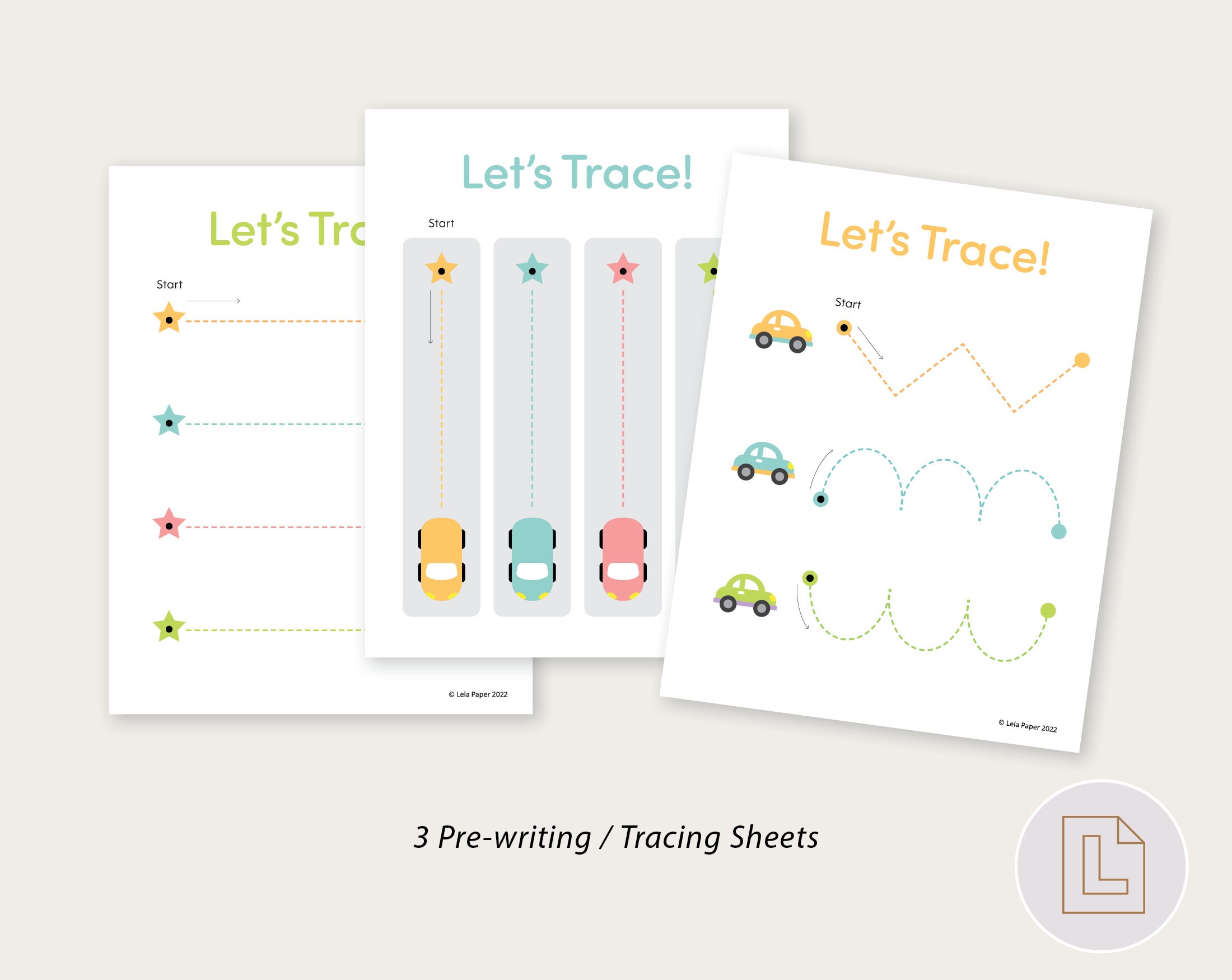 Cars Pre-writing Printable Prewriting Fine Motor Worksheet - Etsy