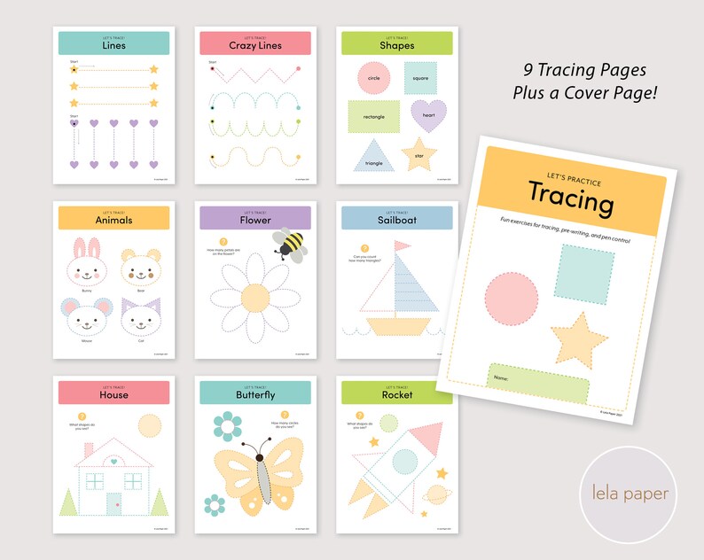 Pre-writing Printable for Preschool Binder | Tracing Practice ...