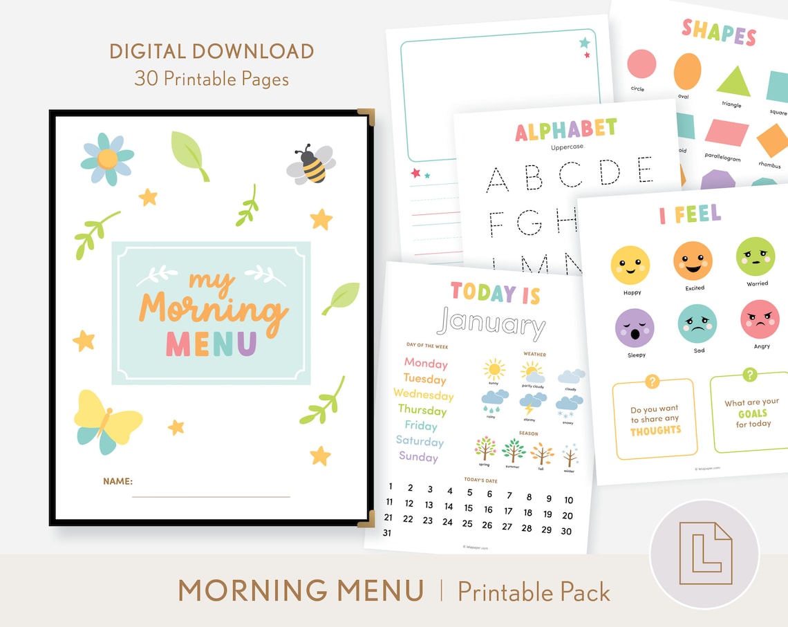 Morning Menu Printable Pack Morning Menu Bundle Morning - Etsy