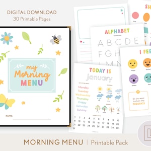 Morning Menu Printable Pack | Morning Menu Bundle | Morning Time Basket ...