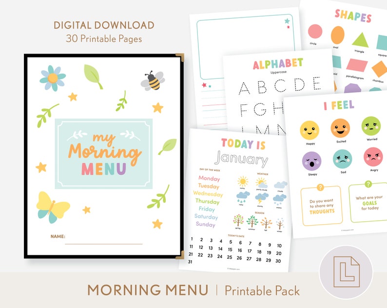 Morning Menu Printable Pack Morning Menu Bundle Morning - Etsy