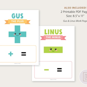 Gus the Plus Linus the Minus Wall Art Poster Printable | Kids ...