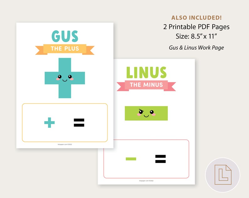 Gus the Plus Linus the Minus Wall Art Poster Printable | Kids ...
