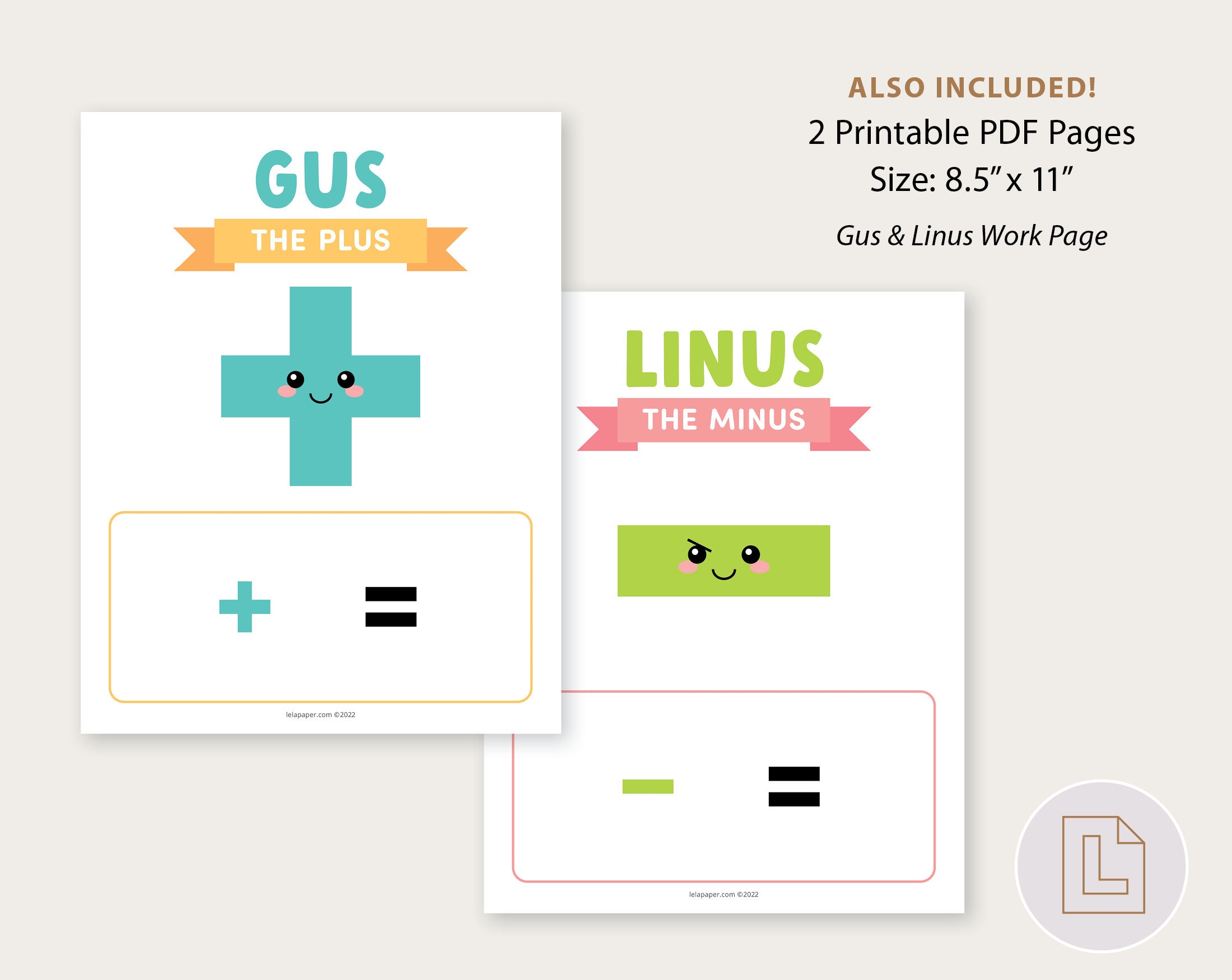 Gus the Plus Linus the Minus Wall Art Poster Printable | Kids ...