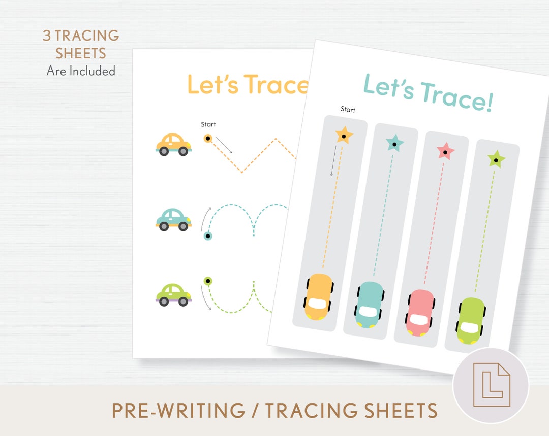 Cars Pre-writing Printable | Prewriting Fine Motor Worksheet | Line ...