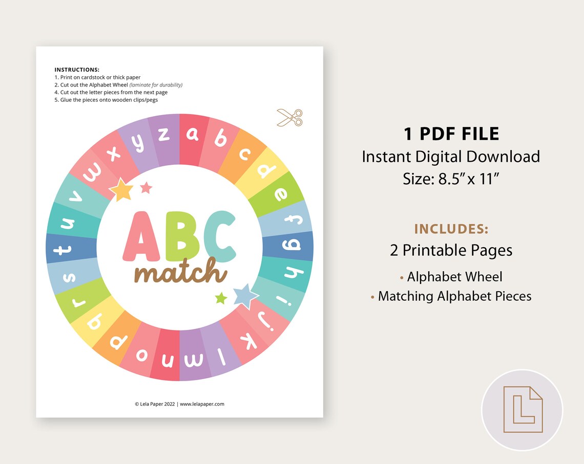 Alphabet Matching Wheel Learning Letters Activity - Etsy